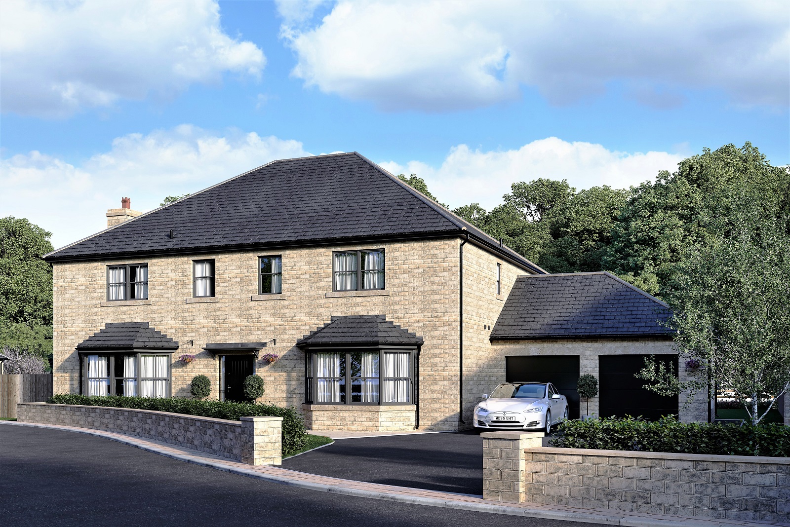 New build stone property development - Plot 3 CGI. - 3D CAD Visuals